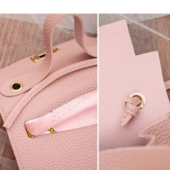 Star Posh | Bags | Satin Bow Pink Vegan Leather Mini Satchel Handbag ...
